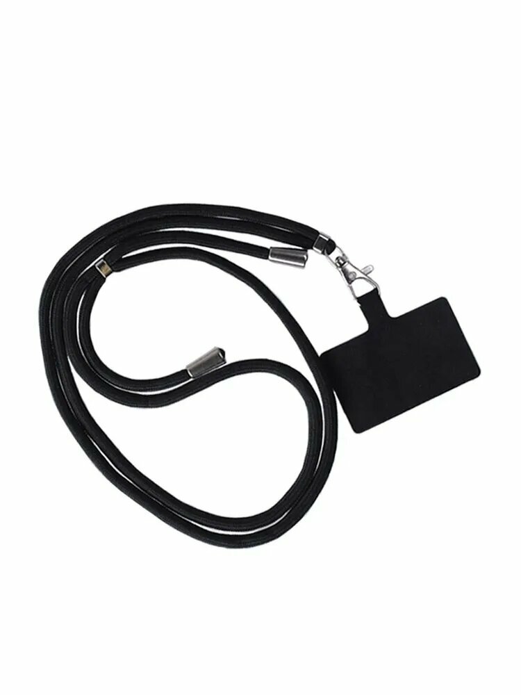 Шнурок на шею для телефона, для ключей, для бейджа, с карабином, черный