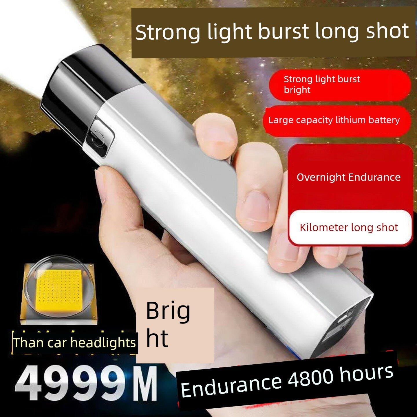 Светодиодный фонарь для спецназа, мощный свет, перезаряжаемый через USB, ультраяркий, дальнобойный, маленький,