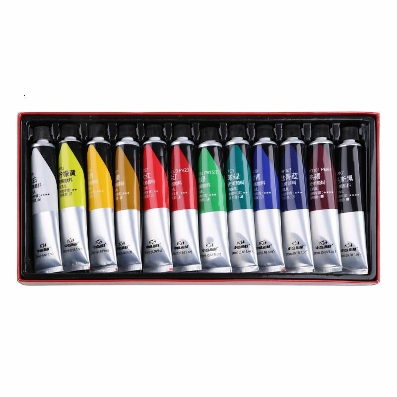 12/24 цветов акриловая краска 20мл, 12 Цветов