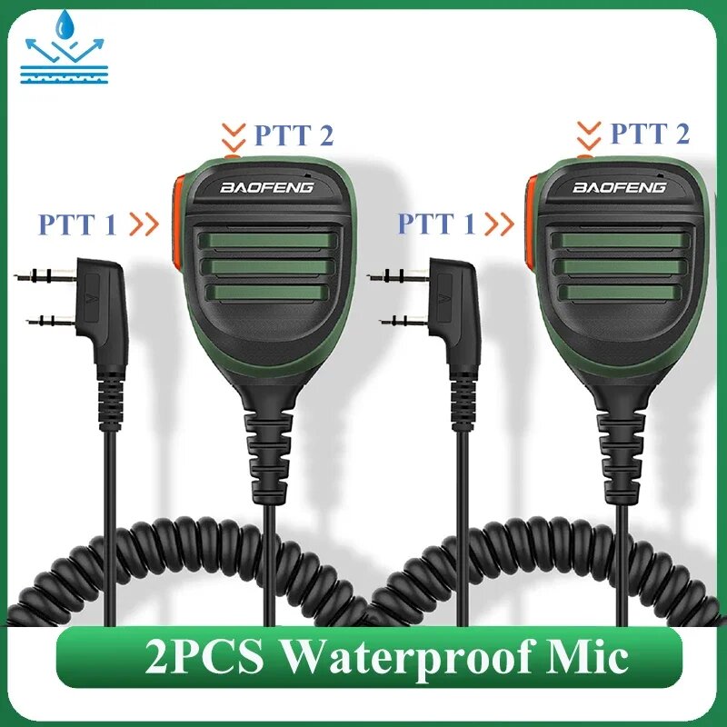 2 шт. BAOFENG Водонепроницаемый динамик-микрофон для рации Green-2PCS