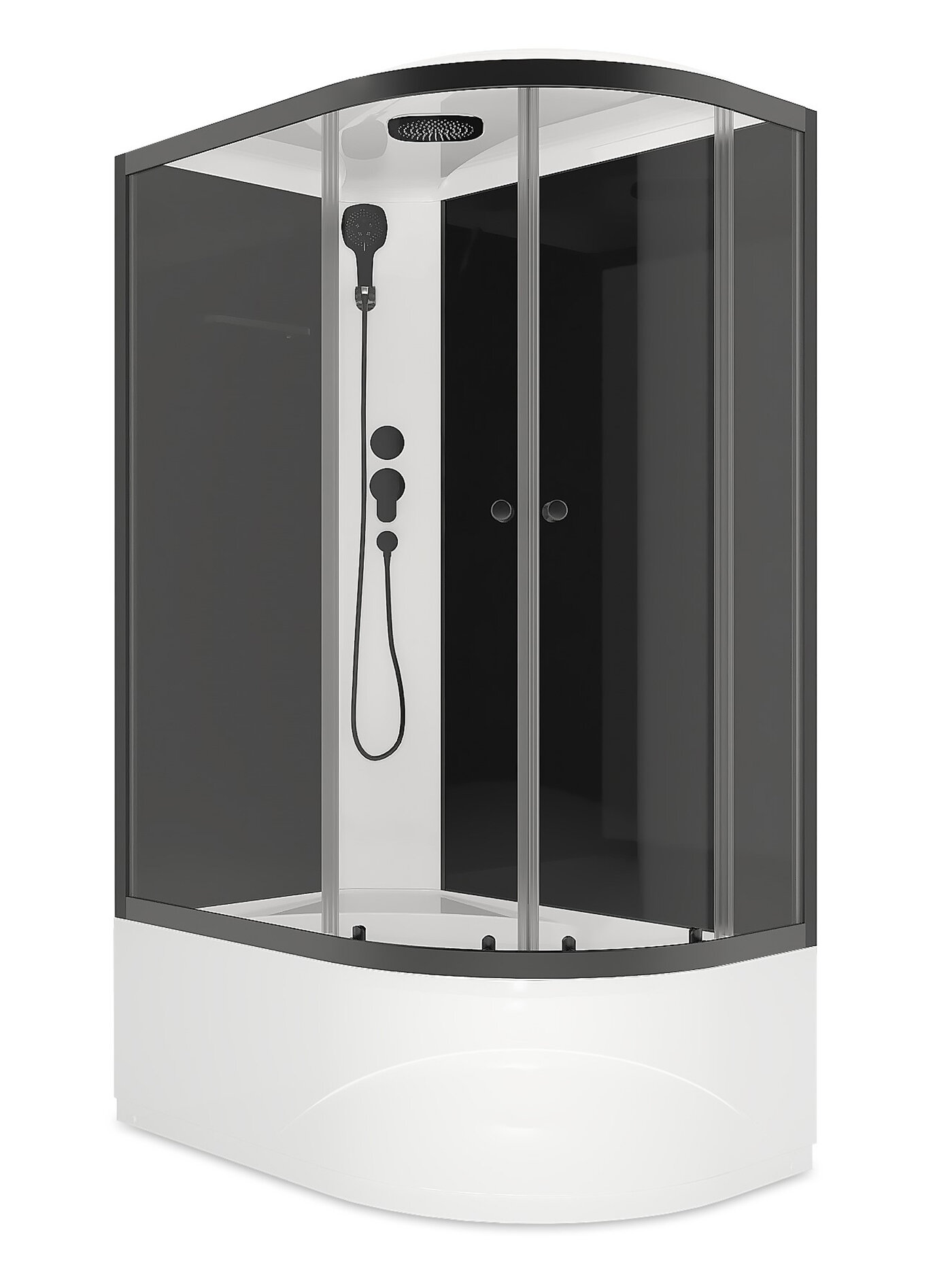 Душевая кабина Delight Slim угловая левосторонняя 120х80, черная, высокий поддон, прозрачное закаленное стекло 4 мм