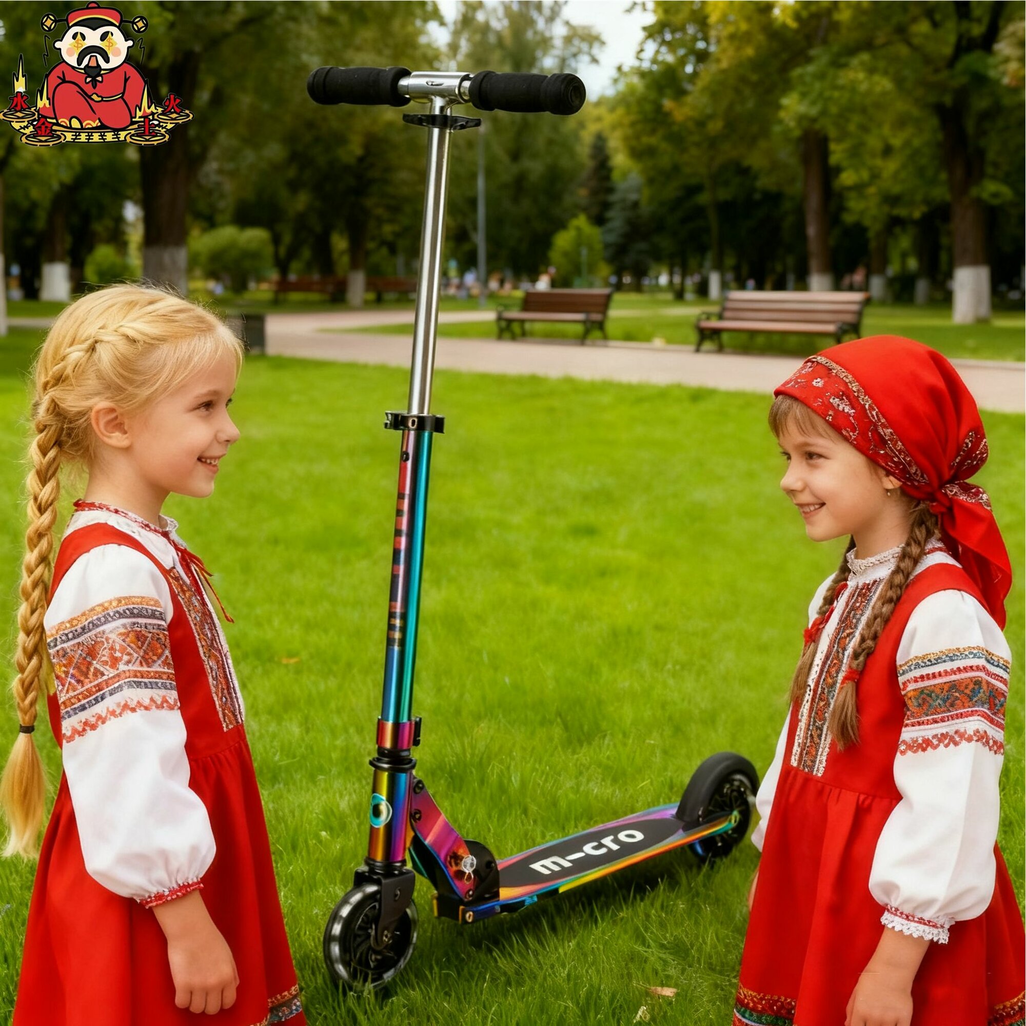 Самокат двухколесный легкий MICRO Sprite Неохром LED