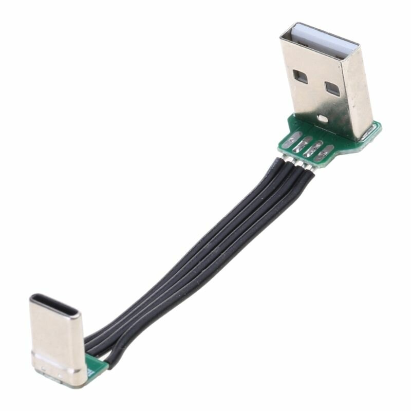 Плоский силиконовый шнур USB-Type C с углом наклона 90 градусов-5 см-вверх