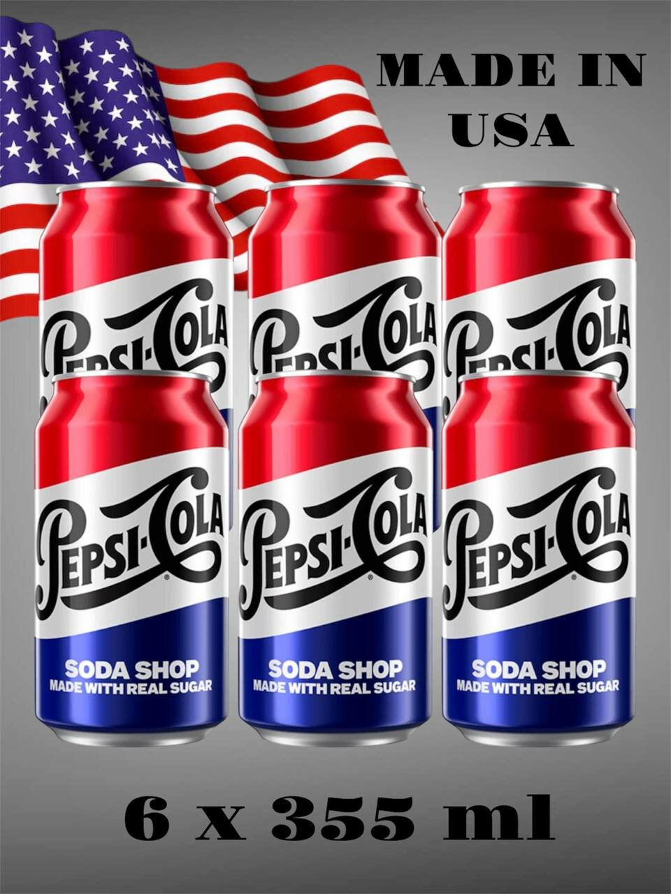 Газированный напиток SodaShop Pepsi-Cola USA (крафтовая Пепси-кола), США, 355 мл х 6 шт