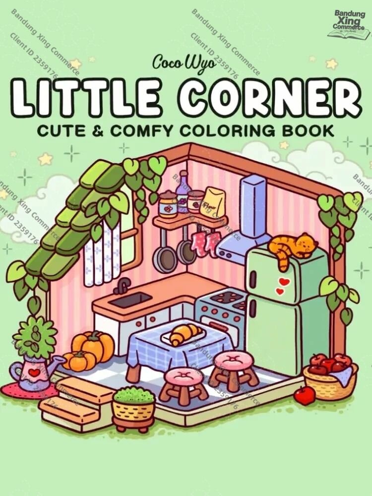 Антистресс раскраска для взрослых и подростков Coco Wyo Little Corner, успокаивающее творческое хобби, расслабление после работы, подарок для любителей раскрасок и арт-терапии