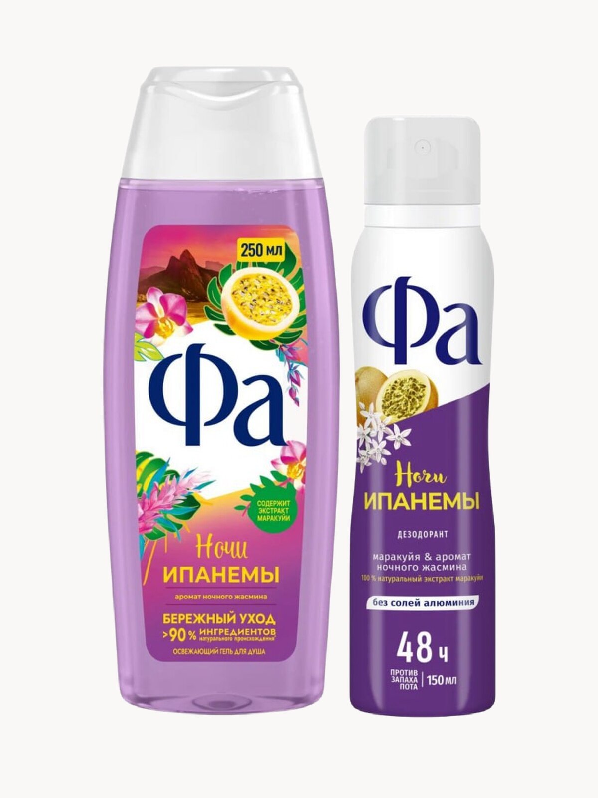 Набор Фа Дезодорант женский спрей, 150 мл + Гель для душа женский Ночи Ипанемы, 250 мл