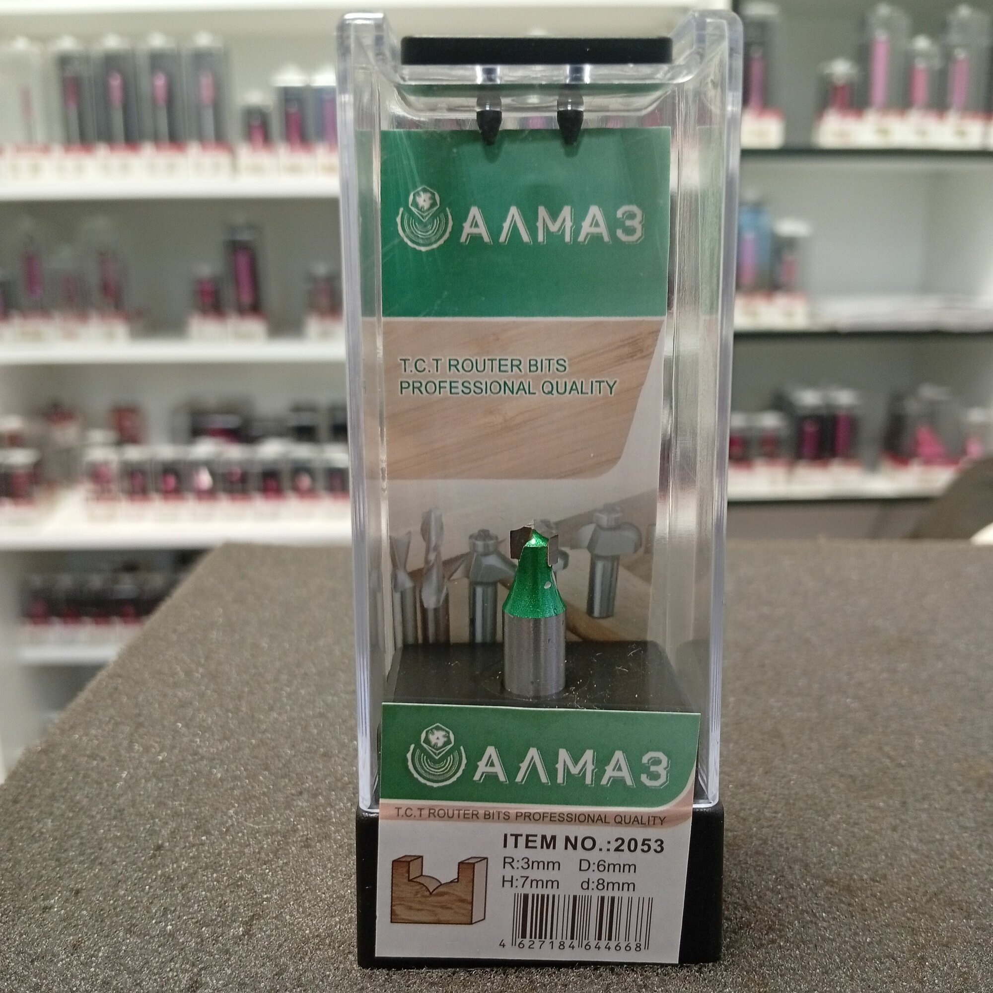 Фреза для фрезеровки фасадов ( псевдофиленка) алмаз 2053 D:6mm I:7mm d:8mm R:3mm радиусная