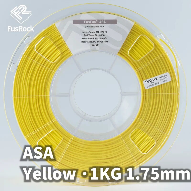 FusRock 3D Printer Filament ASA ASA-Yellow-1KG-1.75