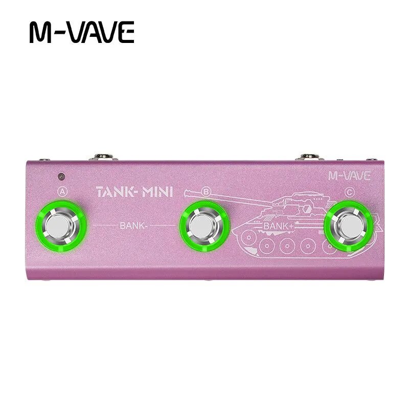 M-VAVE TANK MINI Поддержка предустановок Быстрое редактирование 6 модулей эффектов 5 задержки 6 реверберации 3-полосные эквалайзеры Педаль мульти