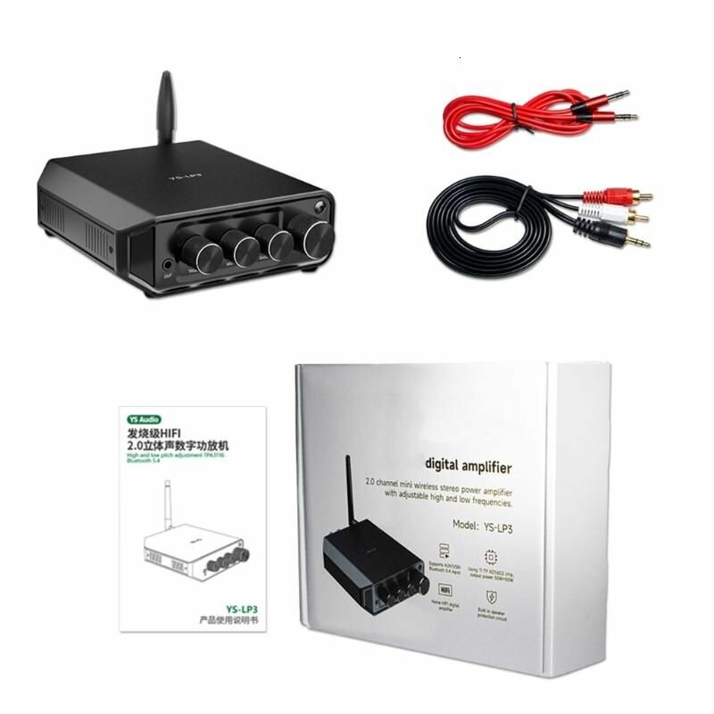 Цифровой усилитель 50Wx2 с 3 режимами входа, регулировкой баса и чувствительностью 280mV, чип TPA3116