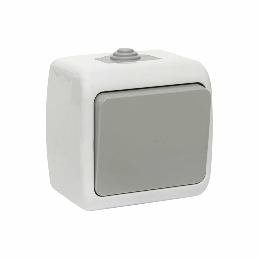 Выключатель EKF Мурманск 1-клавишный 10А IP54 серый EFV10-021-30-54