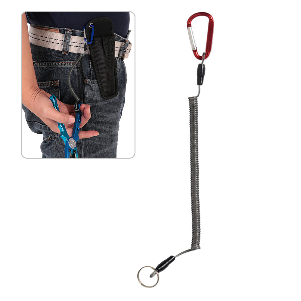 Кoil Lanyard Elastic Hand Line Fishing Lanyard с карабинером, черный/красный/синий/зеленый, максимальная длина растяжения 135 см/53.1 дюйм, естественная длина 30 см/11.8 дюйм, длина спiralной части 16 см/6.3 дюйм, вес approx. 14 г/0.5 унции, 1 шт.