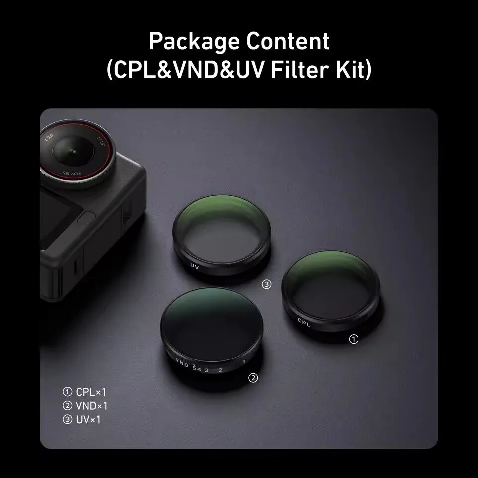 Набор фильтров TELESIN CPL VND UV для DJI Osmo Action 6