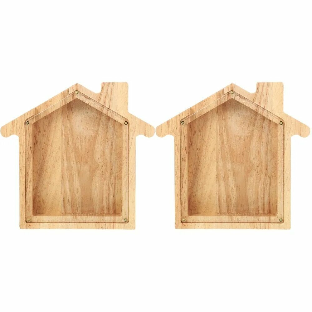 Копилка "Домик", дерево, акрил, светло-желтая, 18 см x 17.3 см x 3 см