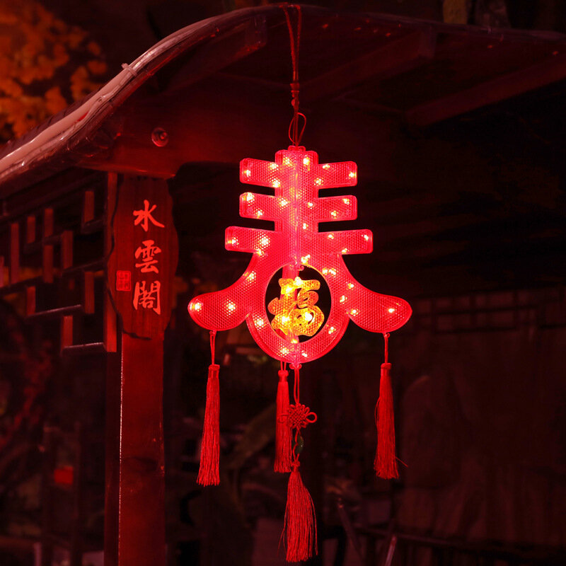 Новогодний декоративный светильник в виде лошади 2026 года, внутреннее украшение, атмосферный свет, весенний фестиваль, акриловый подвесной светильник, светящийся символ Фу