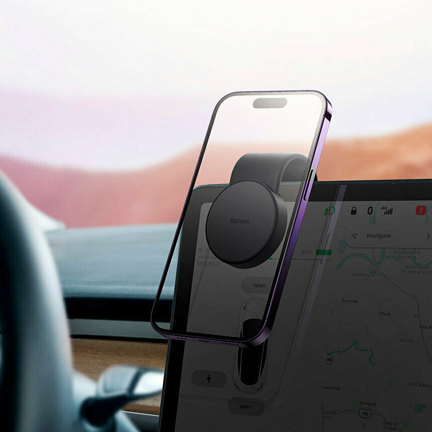 Автомобильный магнитный держатель Baseus C02 Pro Magnetic Wireless Phone Holder, 15W , черный