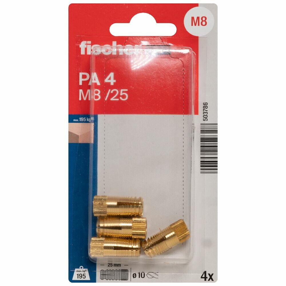 Дюбель для ДСП и полнотелых материалов fischer PA 8/25_4 шт. 503786