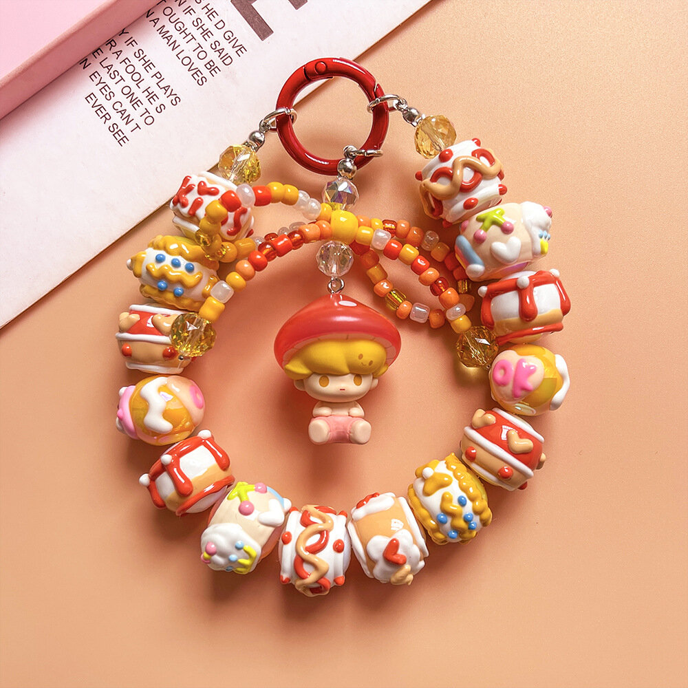 Официальная серия Bubble Mart Mushroom Elf, милый бисерный телефонный брелок, ручная роспись, подвеска в виде куклы, подарок для девочки