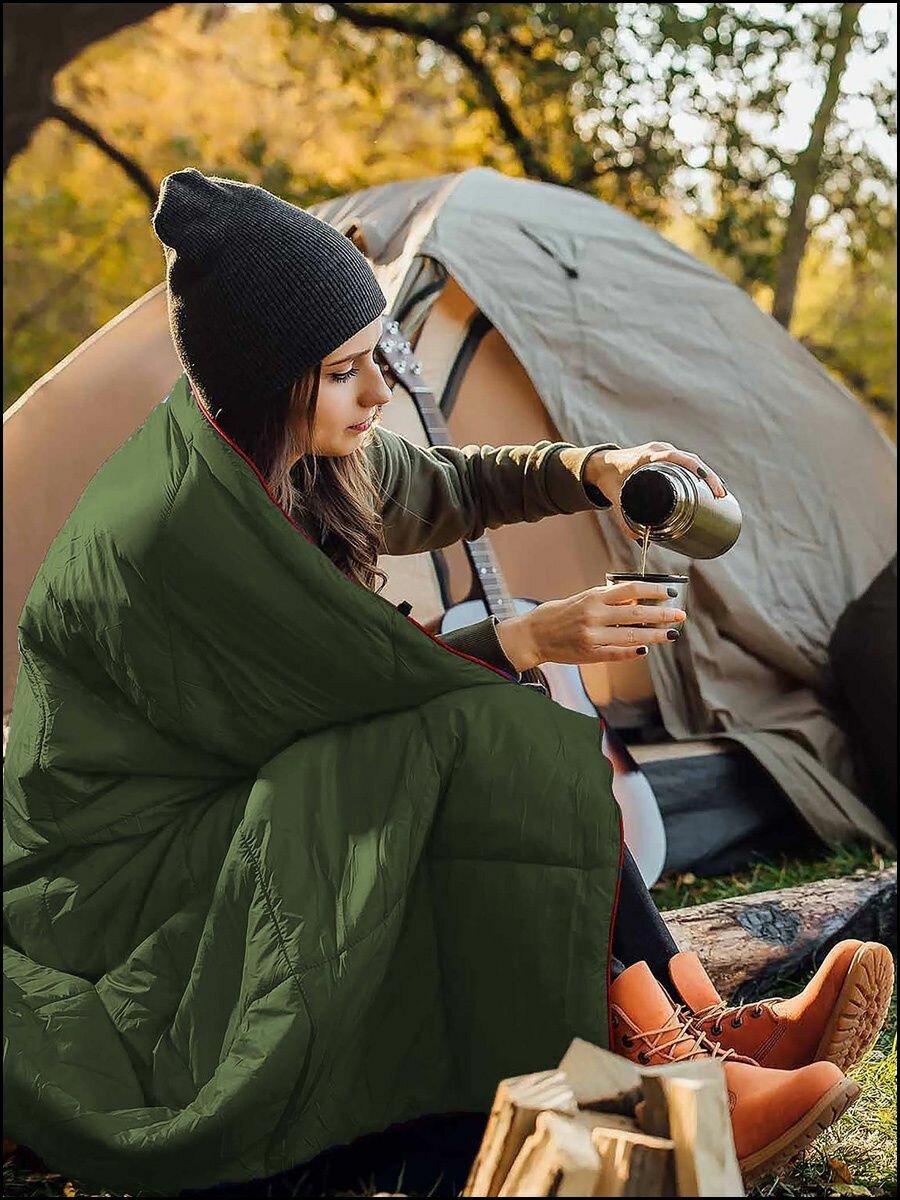 Плед одеяло туристическое для кемпинга для отдыха дорожное, серый, 200х144 см