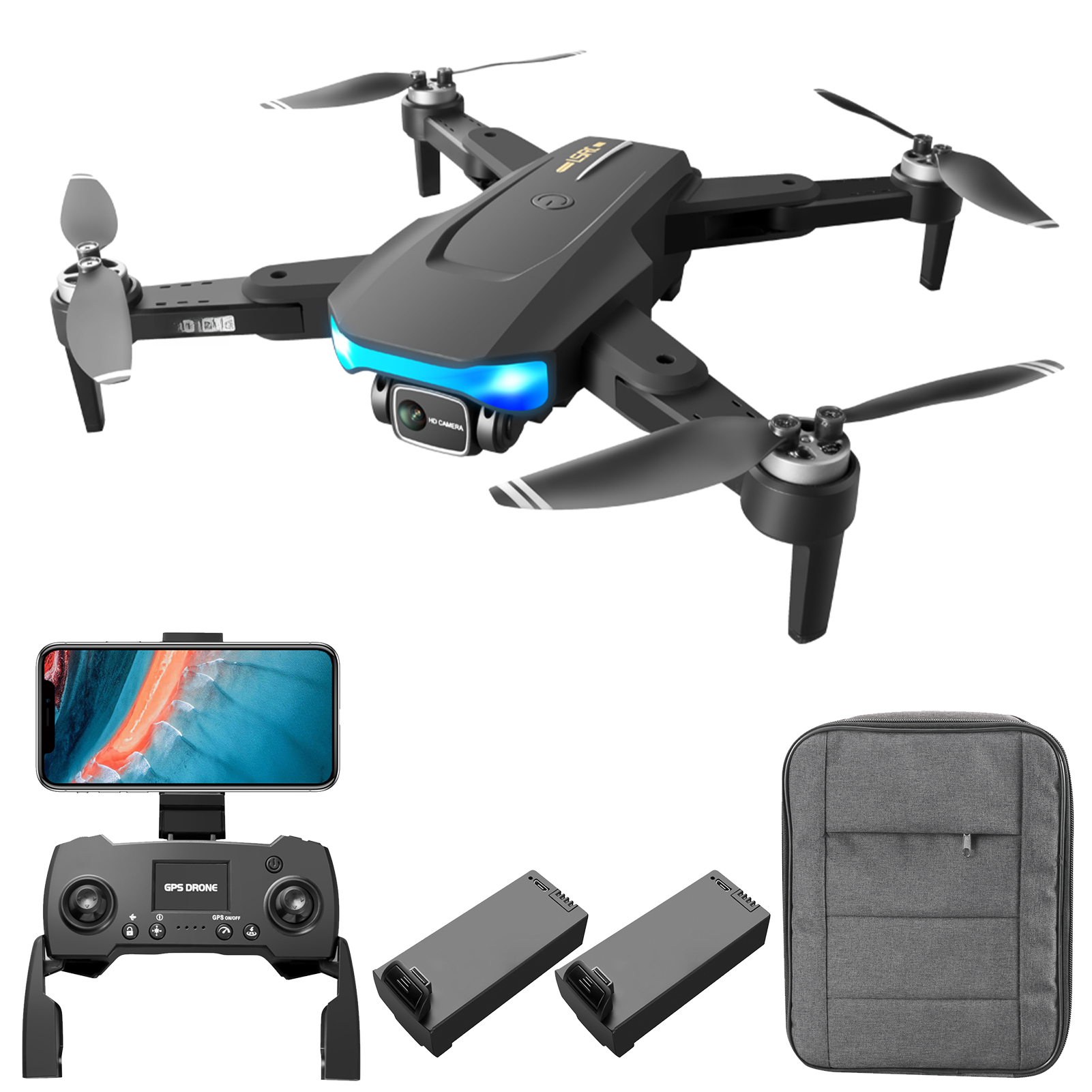 Дрон GPS RC LS-38 с камерой для взрослых, 6K камера, стабилизация EIS, бездорожный мотор, 5G Wi-Fi, видеопередача, FPV, квадрокоптер, режим Smart Follow, черный цвет, размер сложенный: 16*12.5*5.5см, разложенный: 21*19.5*5см, вес 261г, батарея 7.6V