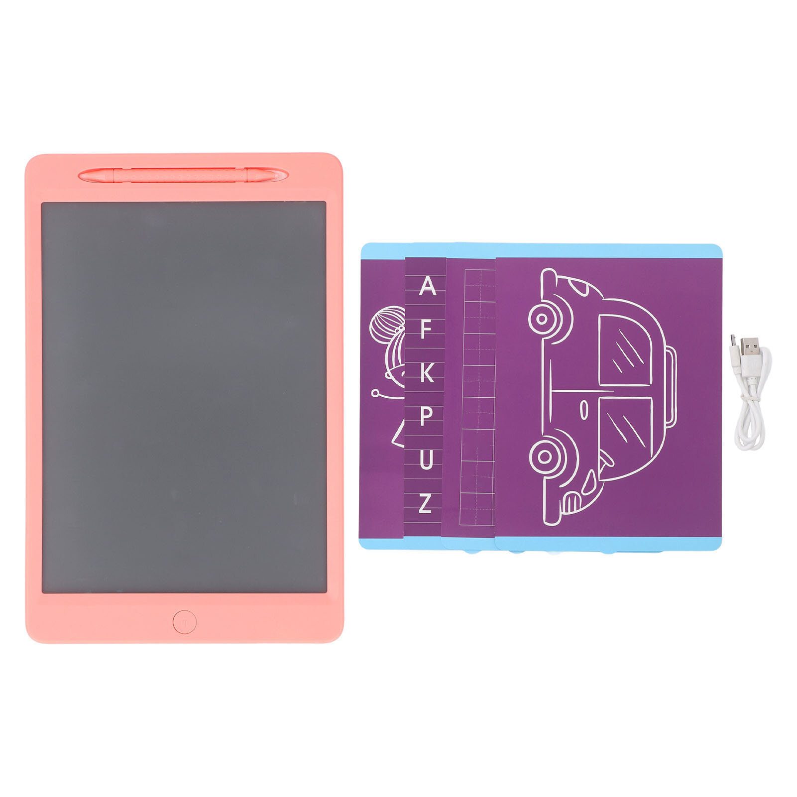 11,5-дюймовый ЖК-планшет для рисования и письма для мальчиков и девочек, прозрачный, с USB-зарядкой, цветной, стираемый, электронный, с 4 карточками для копирования, розовый.