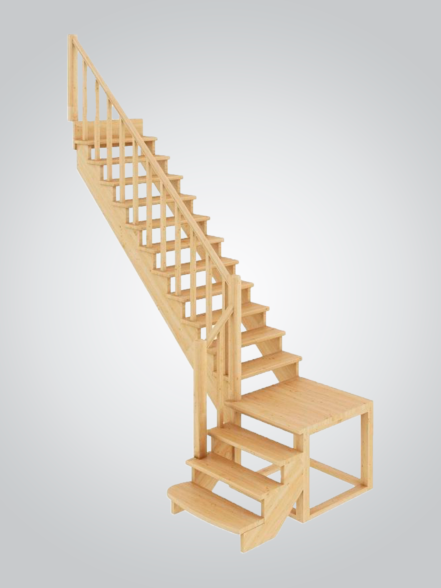 Лестница на второй этаж К-002м/1 Левая под покраску