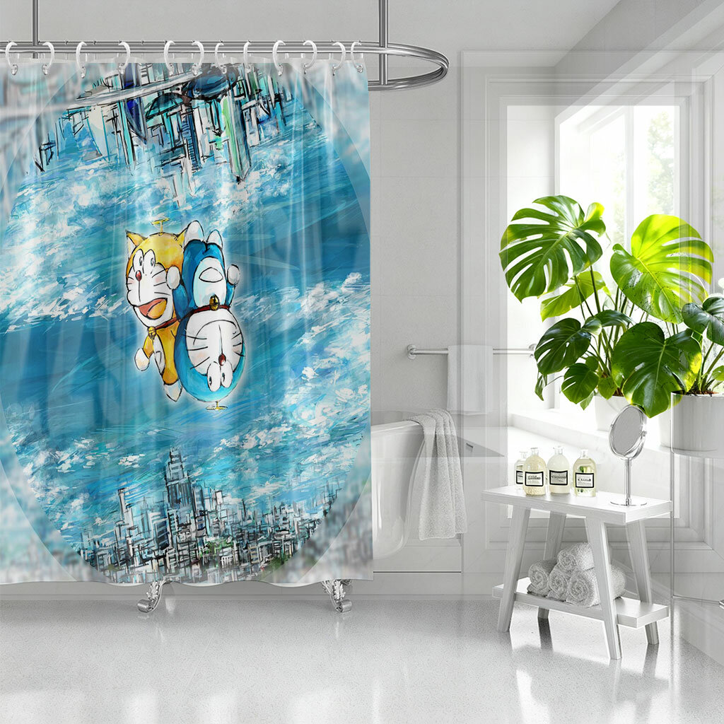 Анимационный принт можно использовать для настройки тканевых занавесок ванной комнаты, высота 180 см, ширина 180 см; Высота 200 см, ширина 200 см, 12 шт, крепкий крюк 481