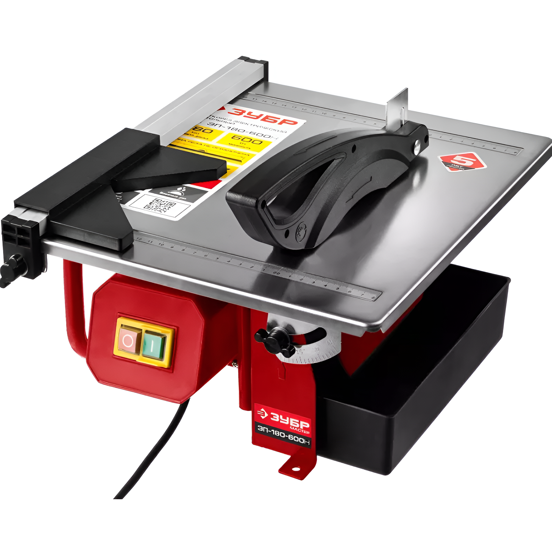 Плиткорез Зубр ЭП-180-600Н, красный, поддон для воды, 2950 об/мин