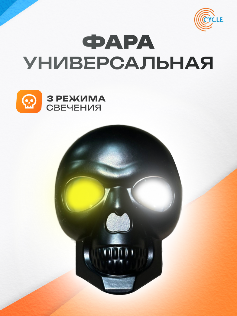 Фара череп для электровелосипеда "Monster" / "Лимузин" / "Колхозник" 9-60 Вольт