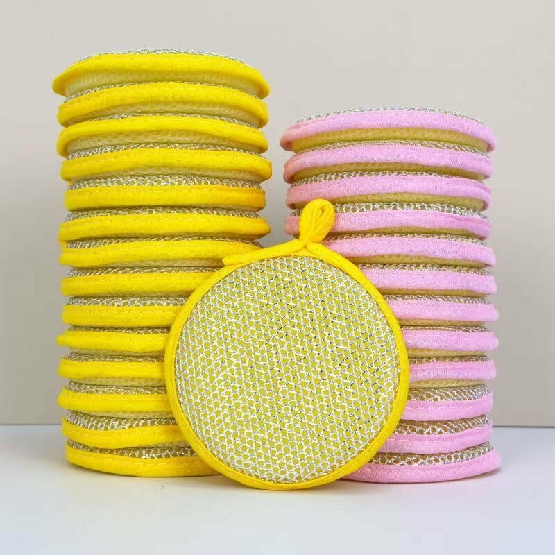 Кухонное полотенце Yuanbao для мытья посуды, двусторонняя круглая губка, скребок для мытья посуды, чистящая губка