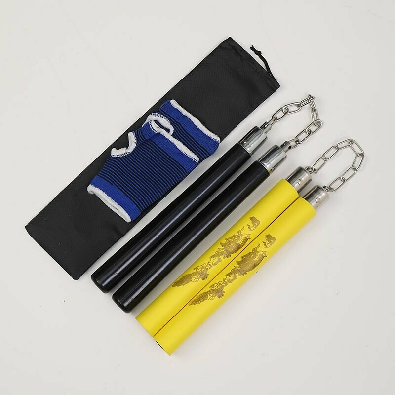 Твердые резиновые двухсекционные нунчаки Брюса Ли, практичные двухсекционные нунчаки, тренировочные двухсекционные нунчаки из нержавеющей стали