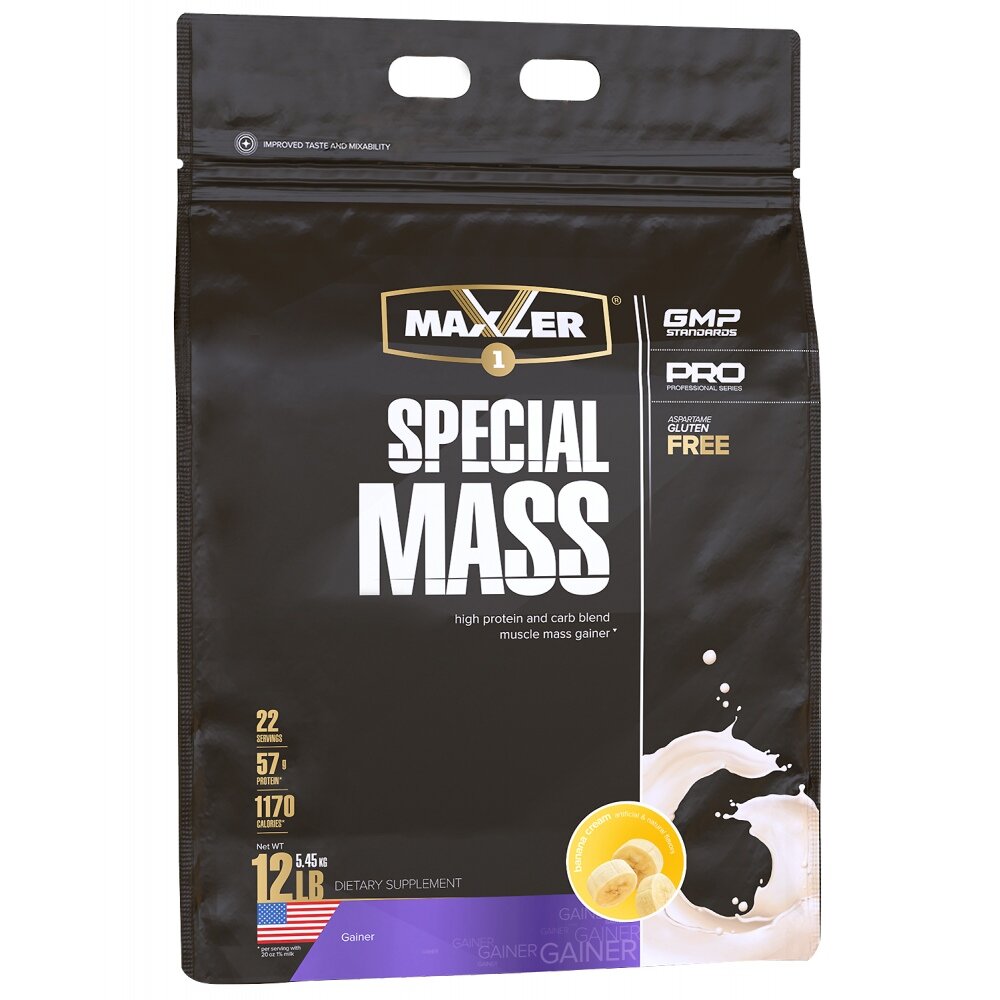 Гейнер Maxler USA Special Mass, 5450 г, Вкус Strawberry / Клубника