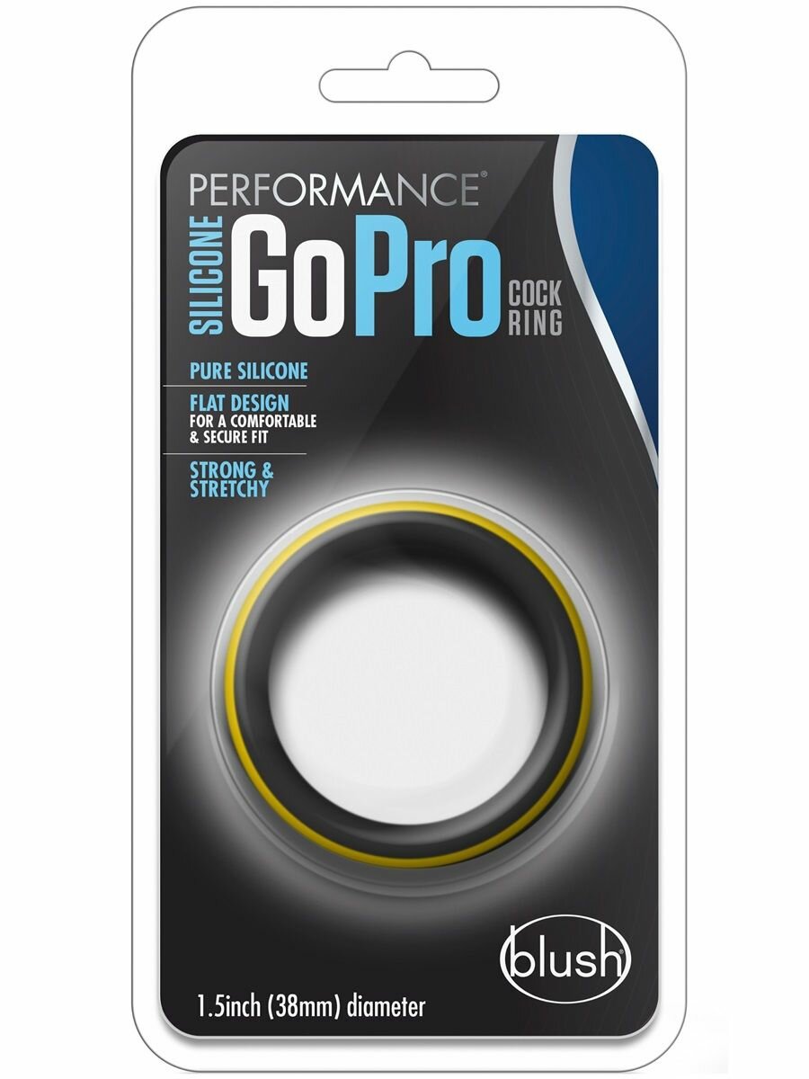 Эластичное силиконовое эрекционное кольцо для пениса "Silicone Go Pro Cock Ring Black/Yellow" 4.5см