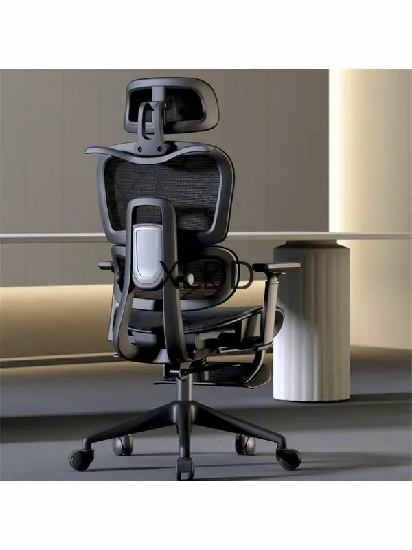 Игровое компьютерное кресло, Модель Xiaoyao с откидывающейся ножкой в черной раме и черной сетке + 3D-подлокотник + полая подушка + регулировка глубины сиденья