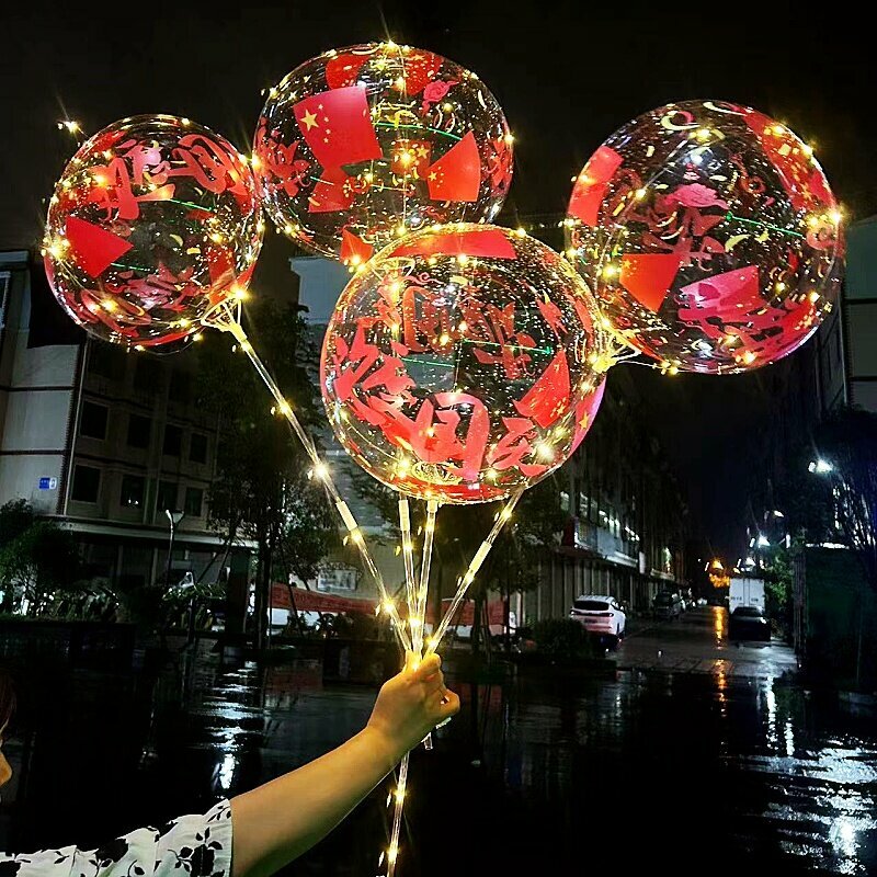 Новый светящийся красный флаг, шарик Бобо, национальный день, ручной воздушный шар, декор для мероприятий, реквизит для ночного рынка, уличный ларек, мелкая продукция