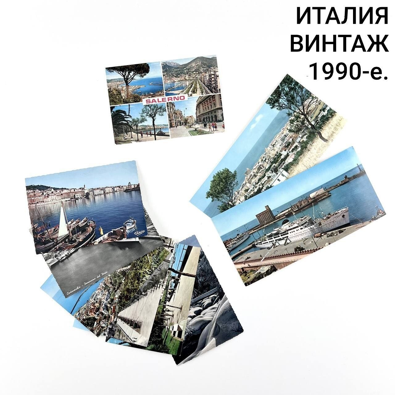 Винтажная открытка "Салерно". Набор 9 шт. Бумага. Италия, 1990-е.