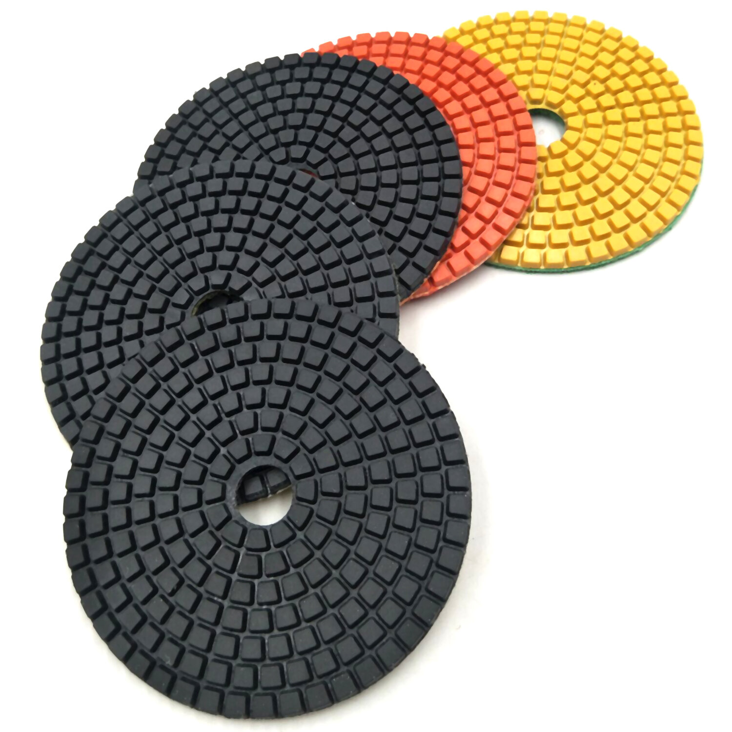 5 ПКТ Набор Абразивных Патронов Для Напольного Полировщика Из Алмаза и Резинового Порошка Диаметр 100 мм Внутренний Диаметр 18 мм Кожи 50 100 200 400 800 Для Камня Бетона Мармора Кварца Гранита Для Мокрого Полирования Инструменты Для Мокрого