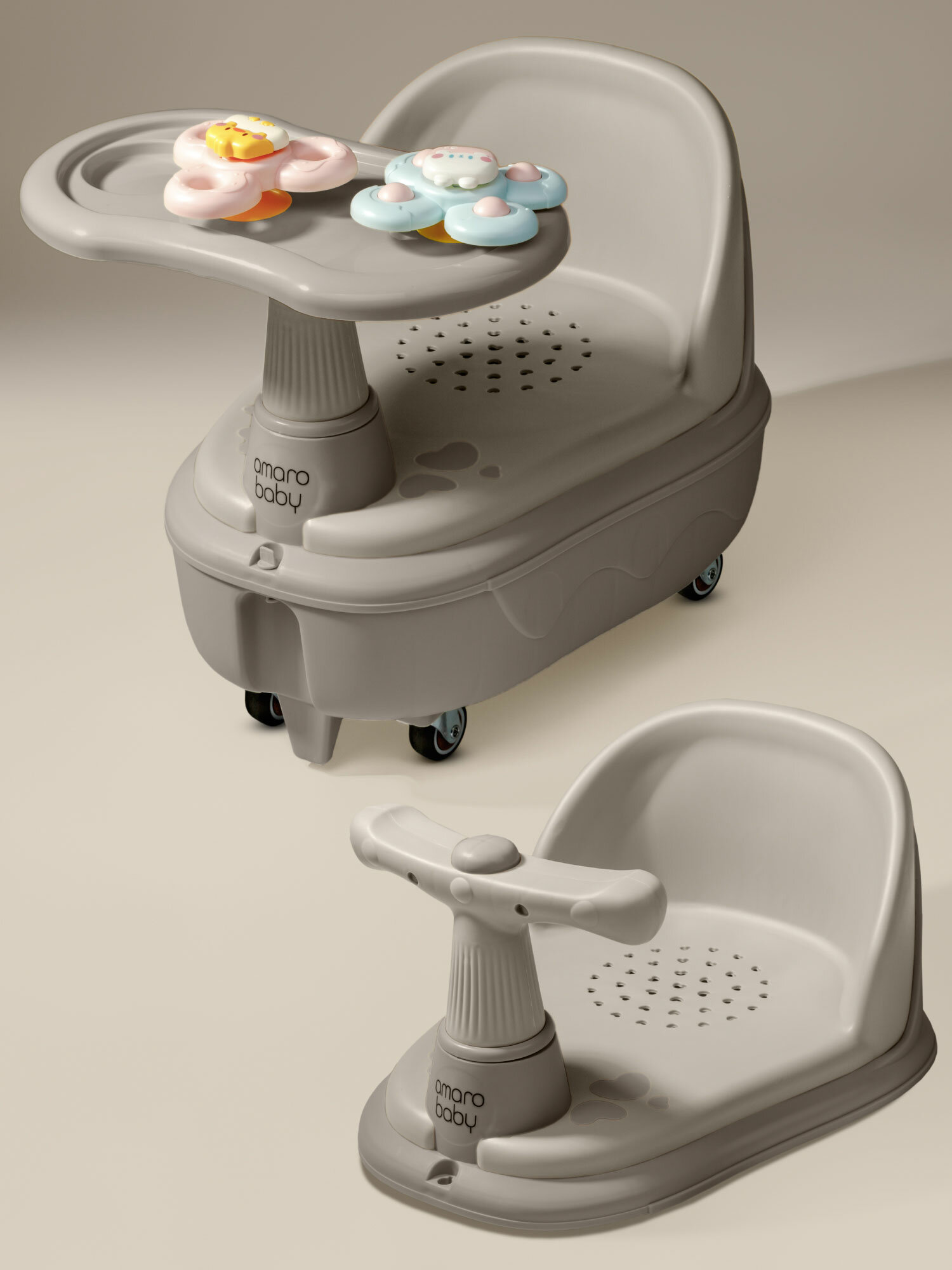 Толокар 2в1 с сиденьем для купания Amarobaby Swimmy серый