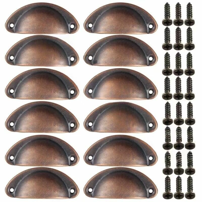 12 шт. Выдвижные ручки для чашек в виде ракушек, Винтажные, для выдвижного ящика шкафа