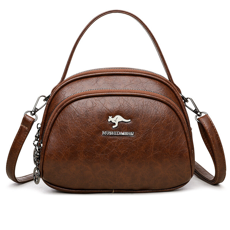 Трансграничная модная универсальная сумка из мягкой кожи, многослойная карманная сумка через плечо, модная, простая и портативная