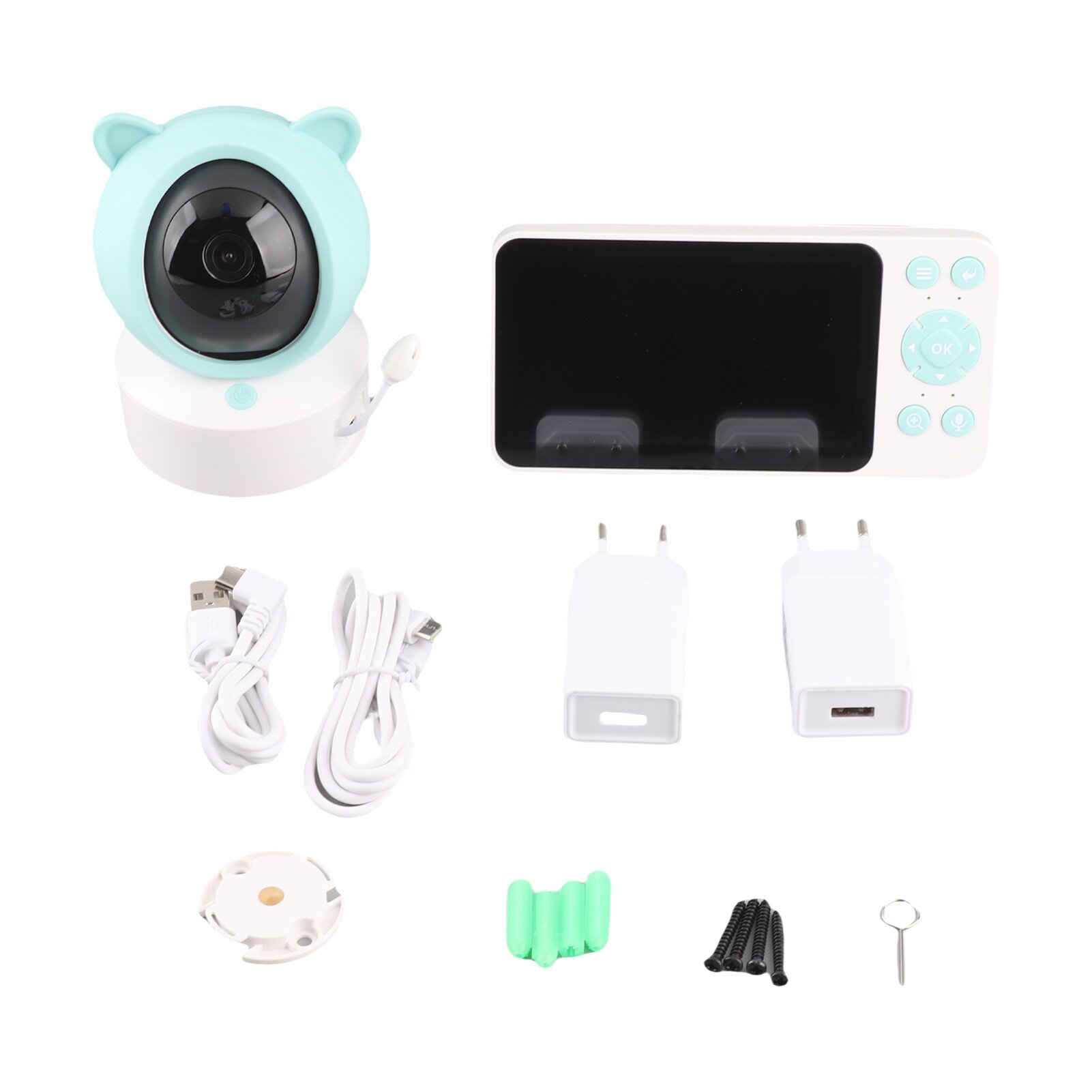 5 -дюймовый Wi -Fi Baby Monitor 1080p Дистанционное управление беспроводной камерой Многофункциональный видеомонитор 100–240V Петка ЕС