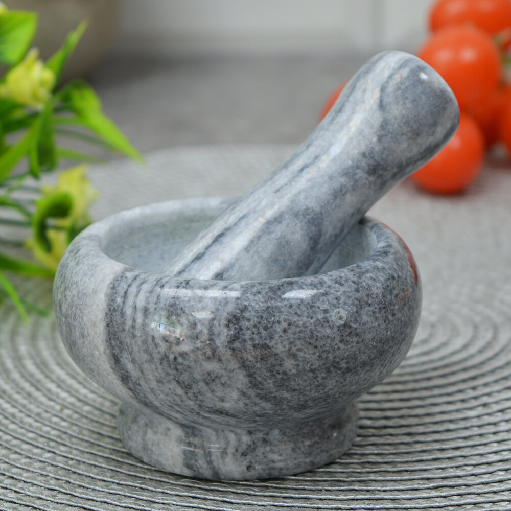 Ступка с пестиком 8*4.5см, мрамор (серая)