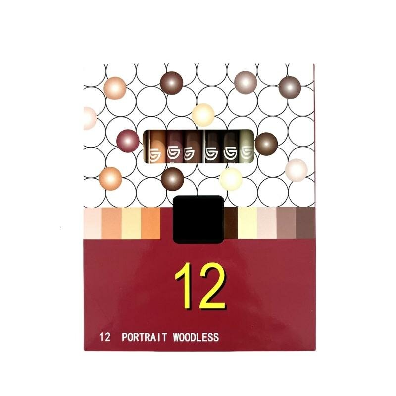 Цветные карандаши без деревянной оправы, масляные, акварельные, 12 шт.