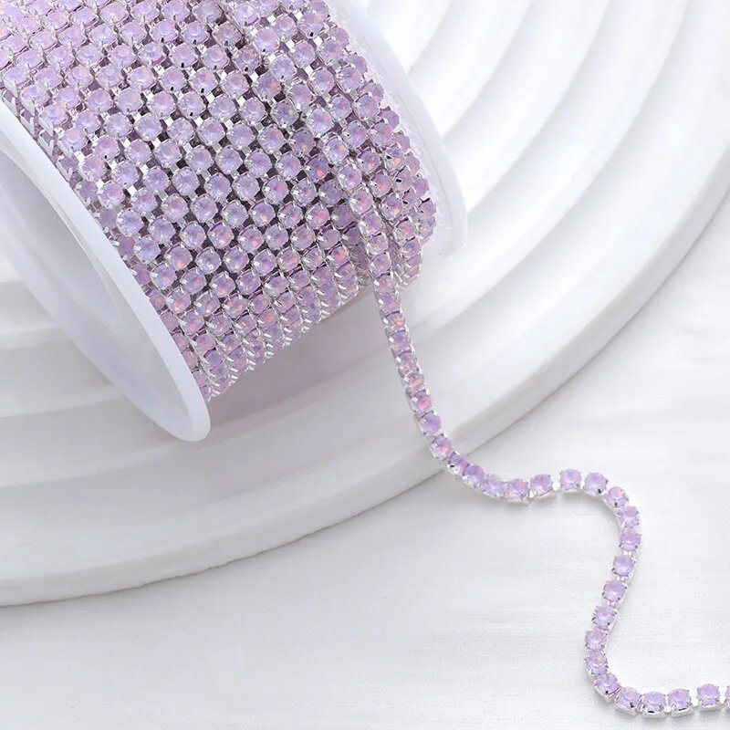Цепочка из страз, сиреневый, 3 мм, 1 Yard