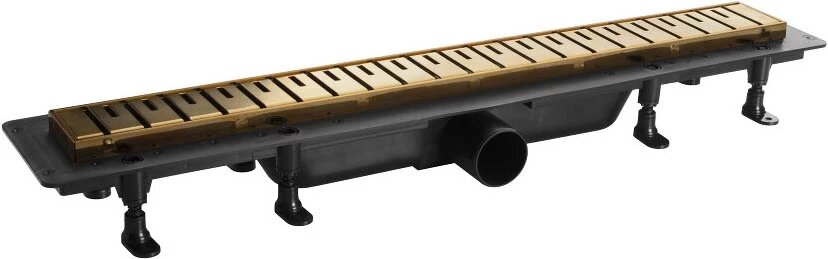 Душевой трап (лоток) PlastBrno Design 2 SZA8750 74,4 см, с решеткой, перфорированный, золотой матовый