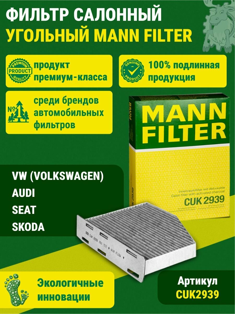 Фильтр воздушный салона угольный MANN FILTER (CUK2939)