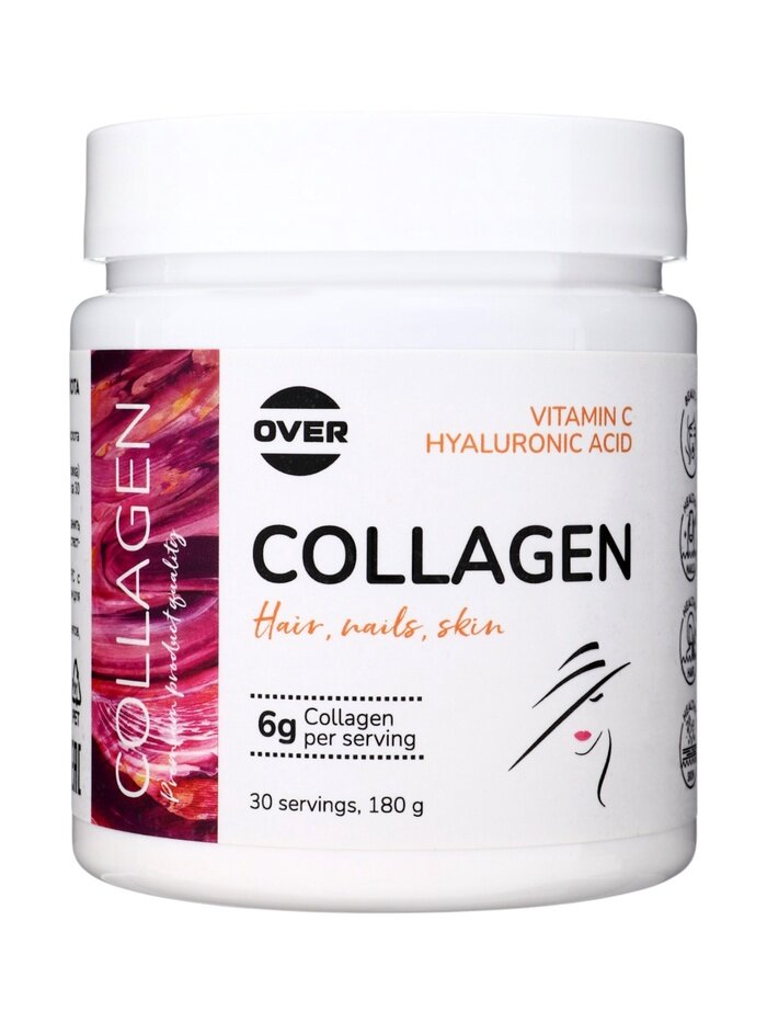 Конц-т для приготовления напитка Коллаген+Витамин С+Гиалуроновая кислота OVERvit, без вкуса,180 гр 1