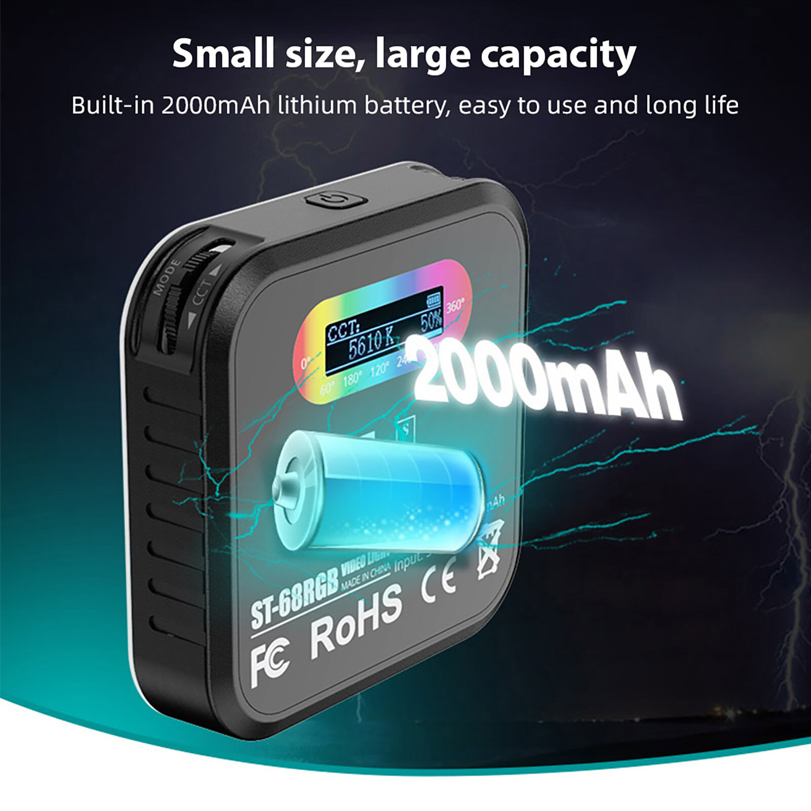 Магнитный карманный RGB видеосвет, заполняющий свет для фотосъемки, 2500K-9000K, регулируемая яркость, 20 световых эффектов, свет для видеоконференций, для компьютера, планшета, мобильного телефона, цифровой зеркальной камеры, встроенный аккумулятор