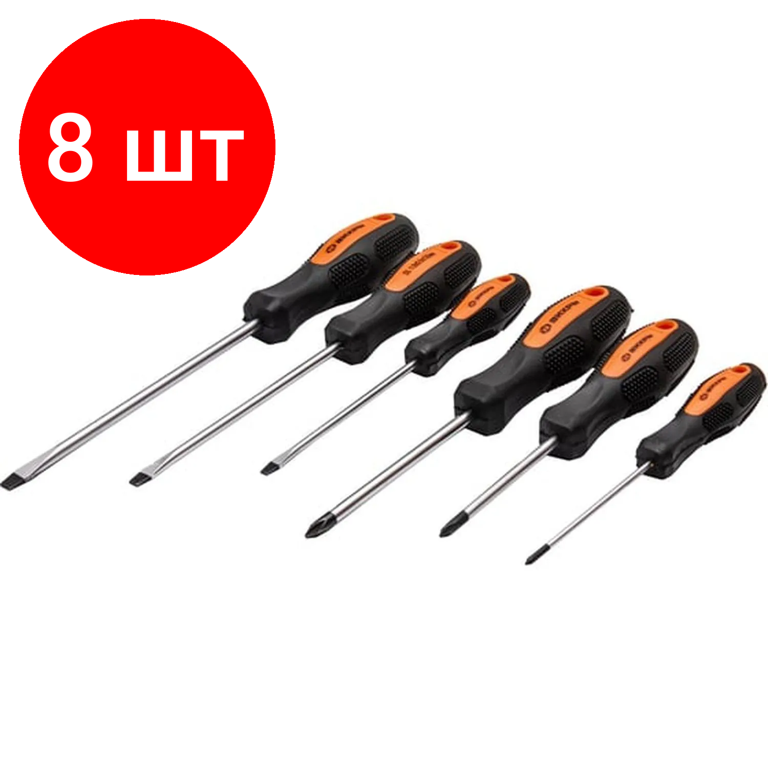 Комплект 8 упаковок, Набор отверток (PH, PZ, SL) но 6 Вихрь