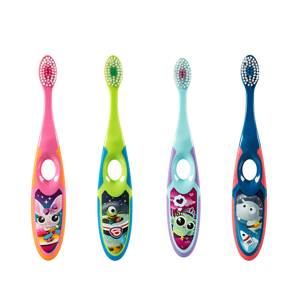 Мягкая зубная щетка для младенцев и малышей для обучения уходу за зубами, возраст 0-3-9 лет, упаковка из двух штук.